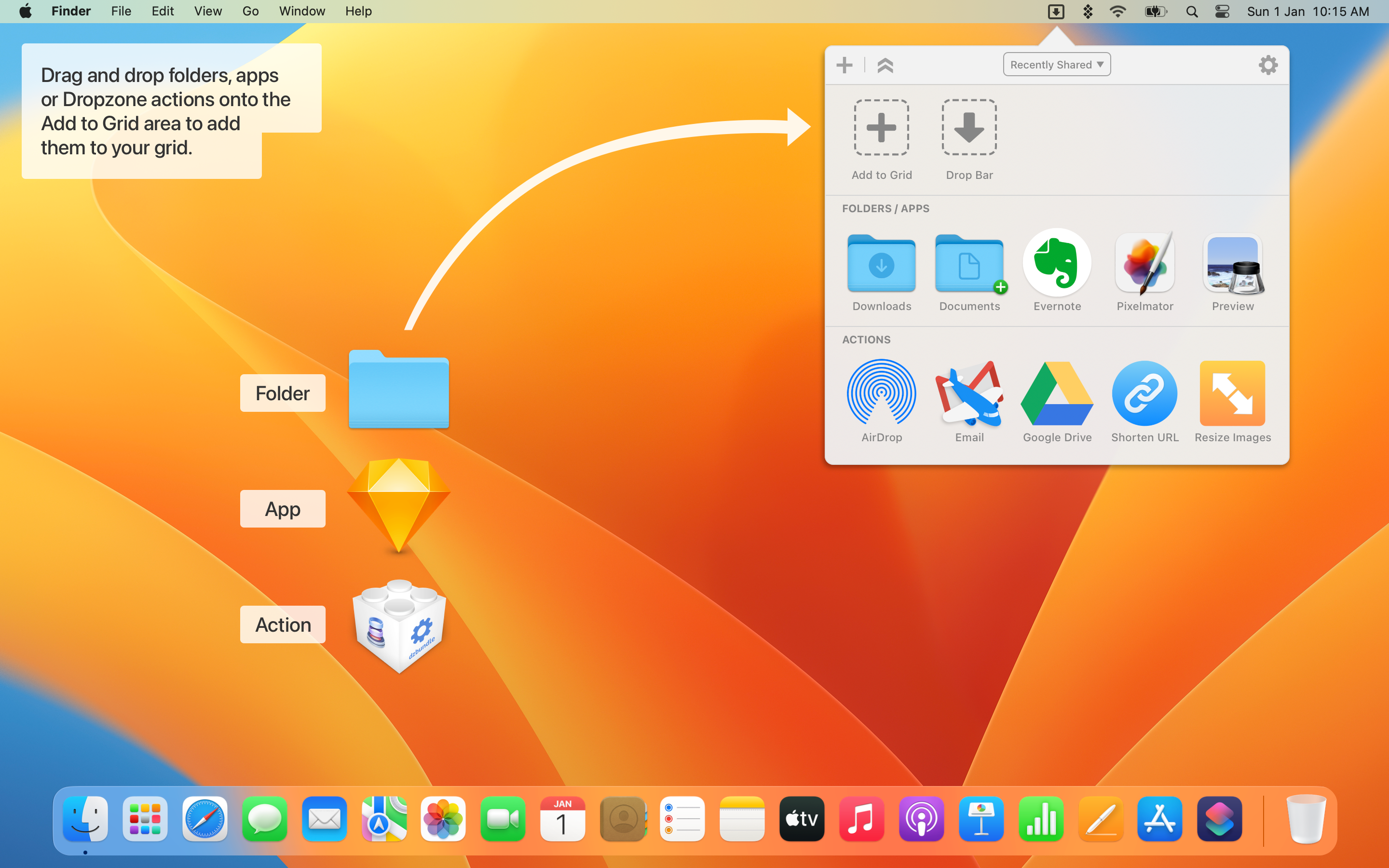 Dropzone on Setapp | The ultimate drag-and-drop productivity Mac app