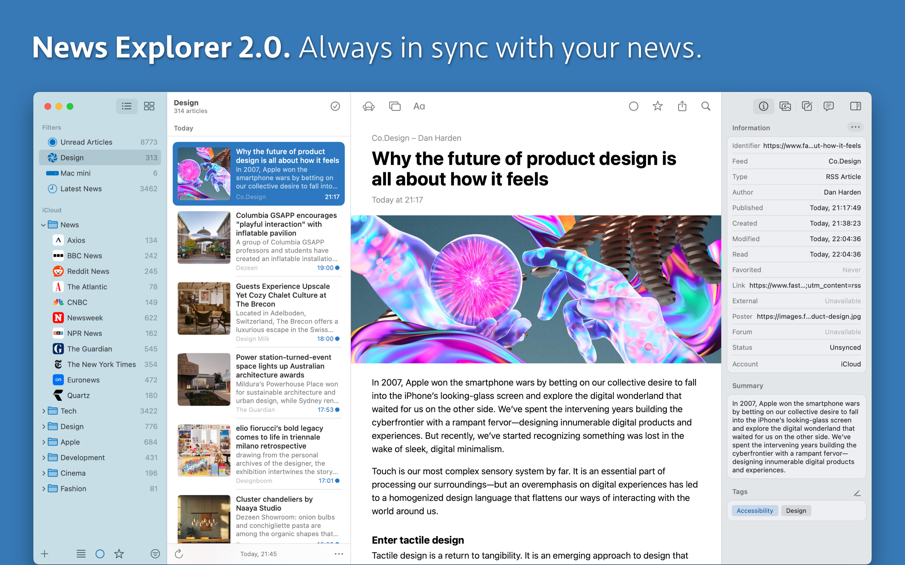News Explorer en Setapp | Eficaz lector de noticias para tu Mac