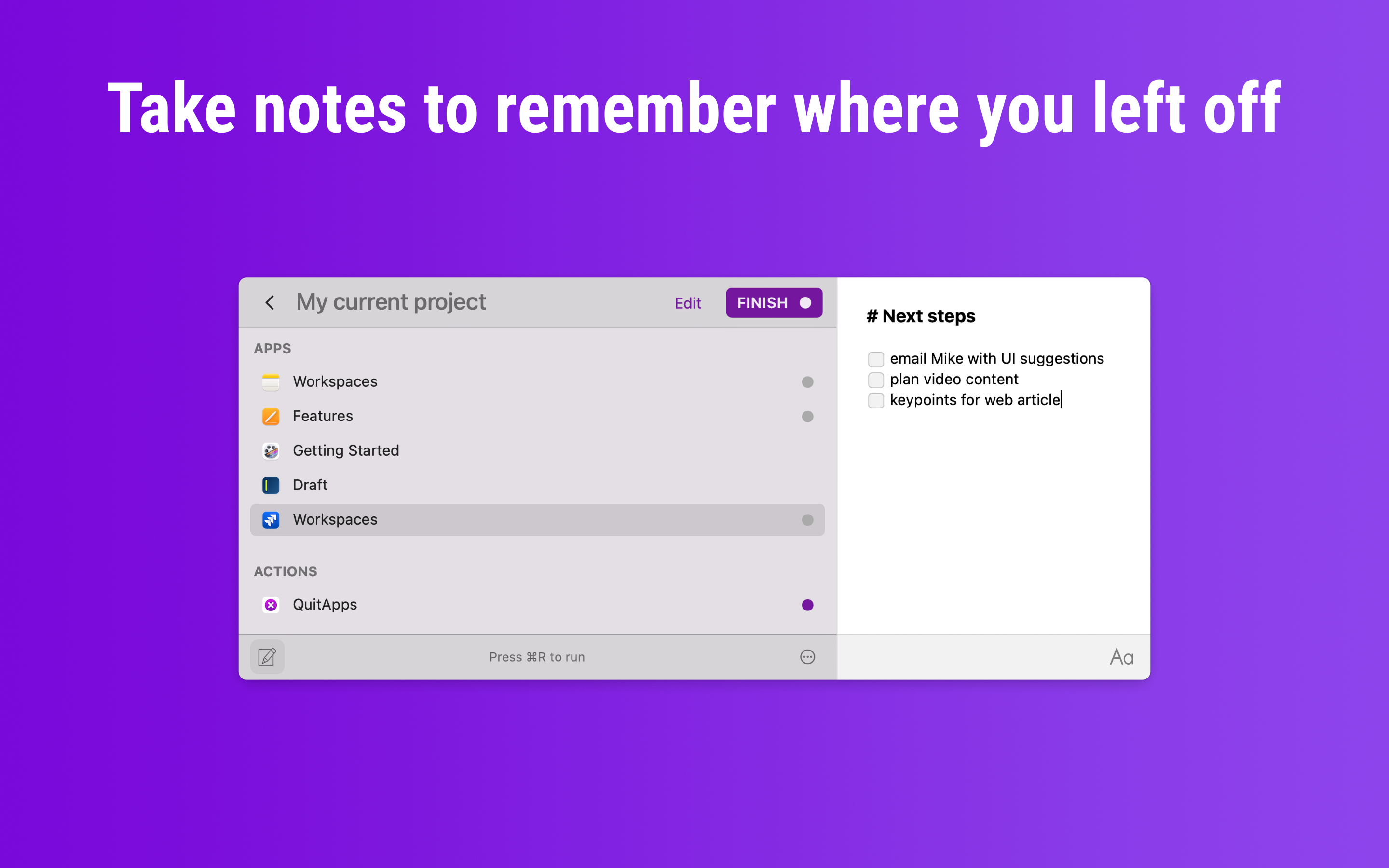 Workspaces on Setapp | Your things well-organized
