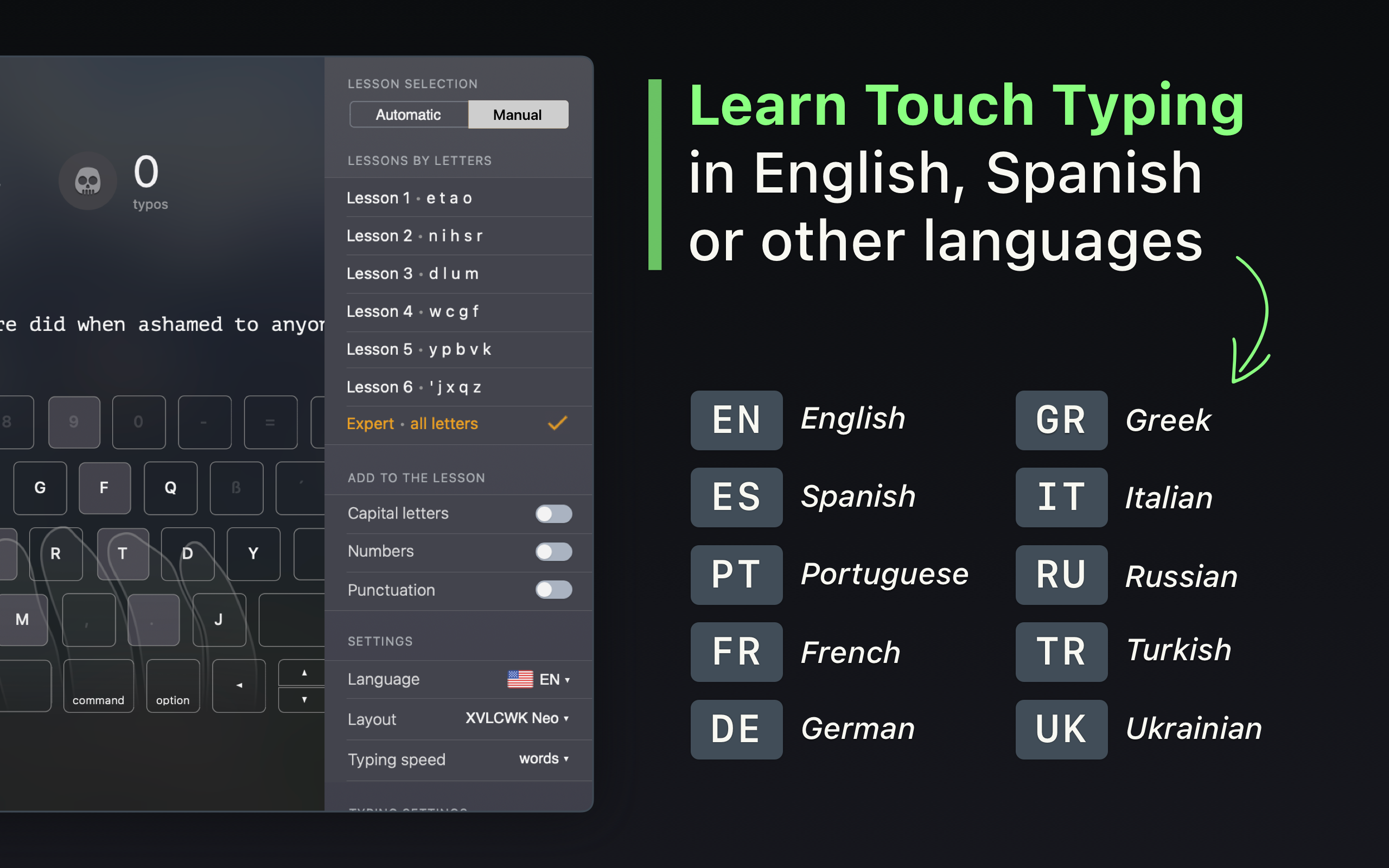 KeyKey Typing Tutor on Setapp | The best app to improve typing speed on Mac