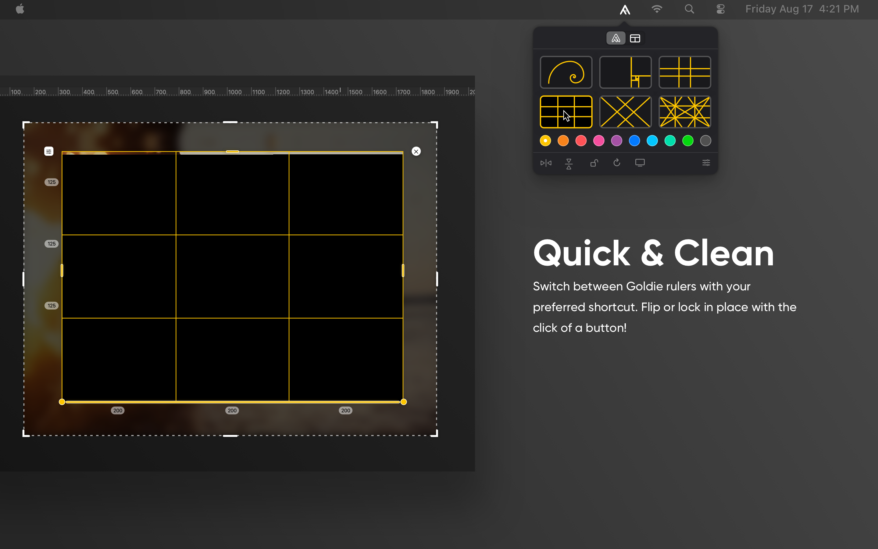 Goldie App on Setapp | Golden ratio measured for you