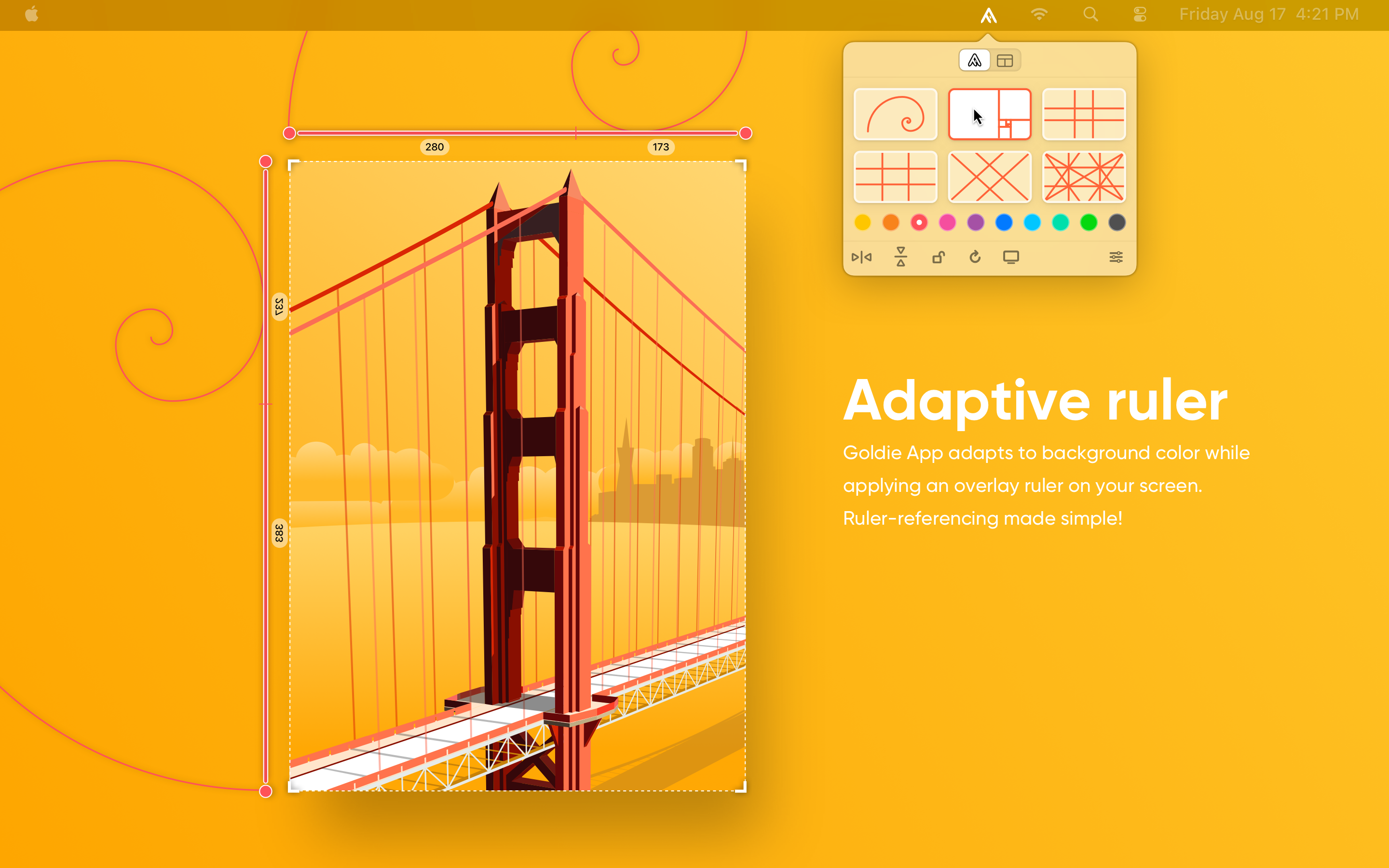Goldie App on Setapp | Golden ratio measured for you
