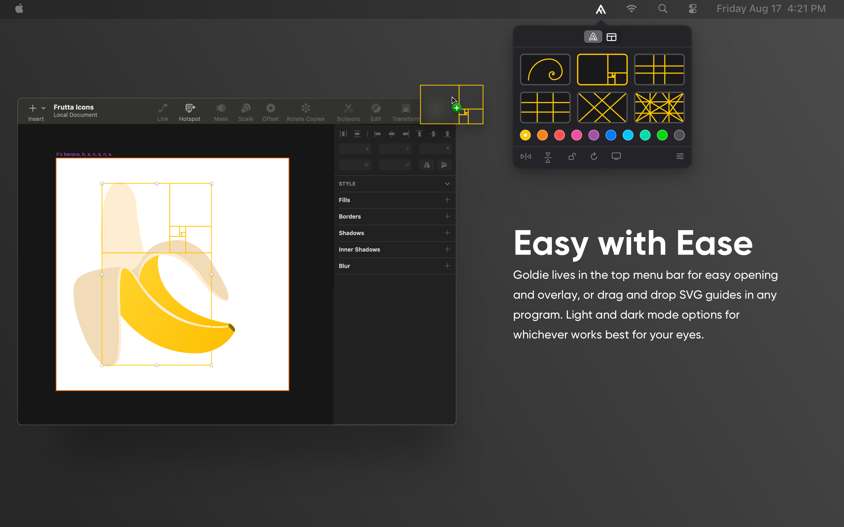 Goldie App on Setapp | Golden ratio measured for you