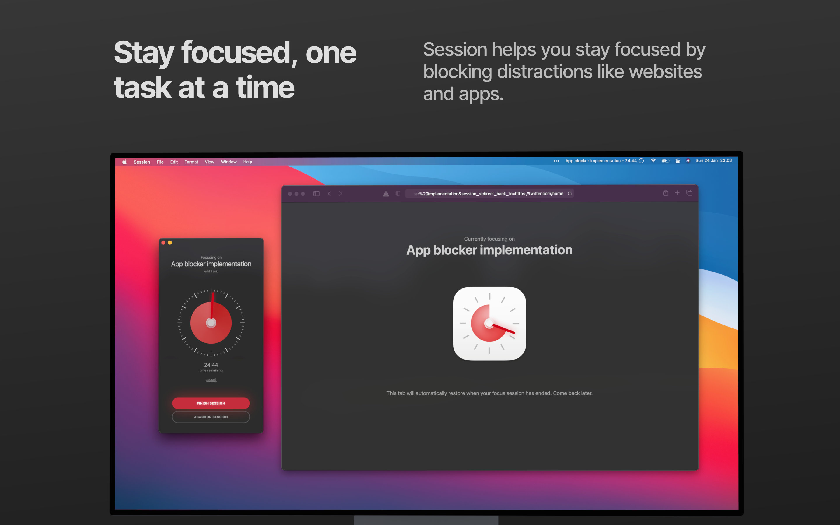 Session on Setapp | Pomodoro timer with analytics