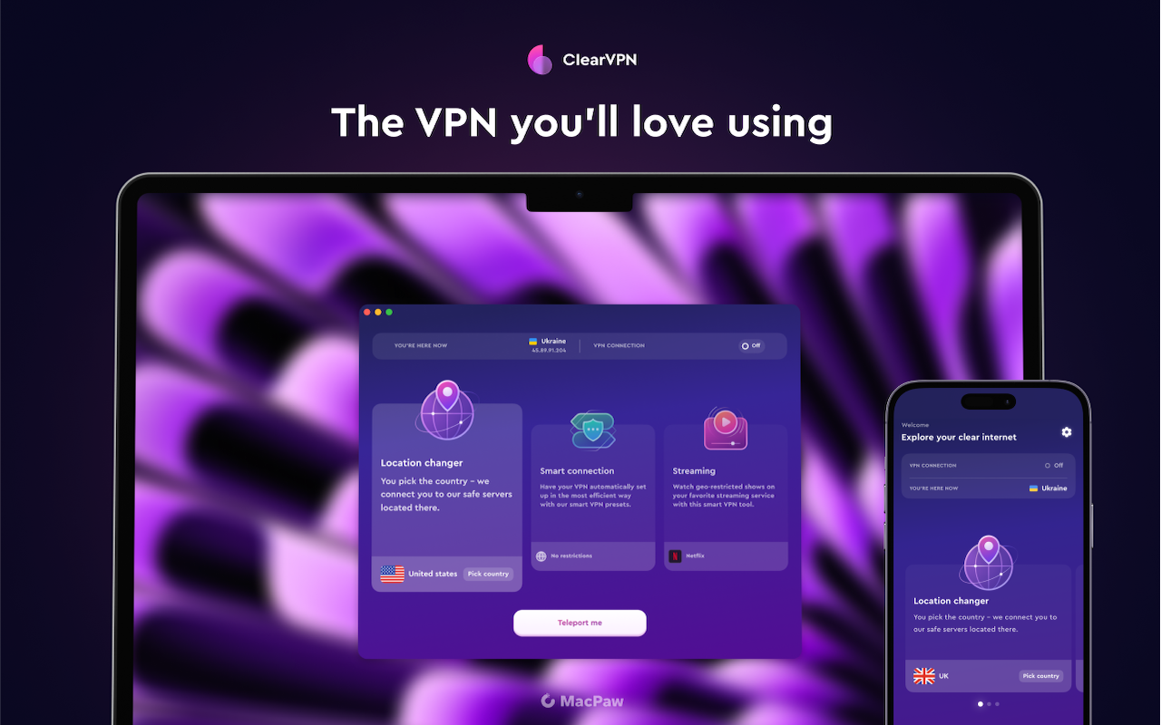 ClearVPN on Setapp | Use an intuitive VPN