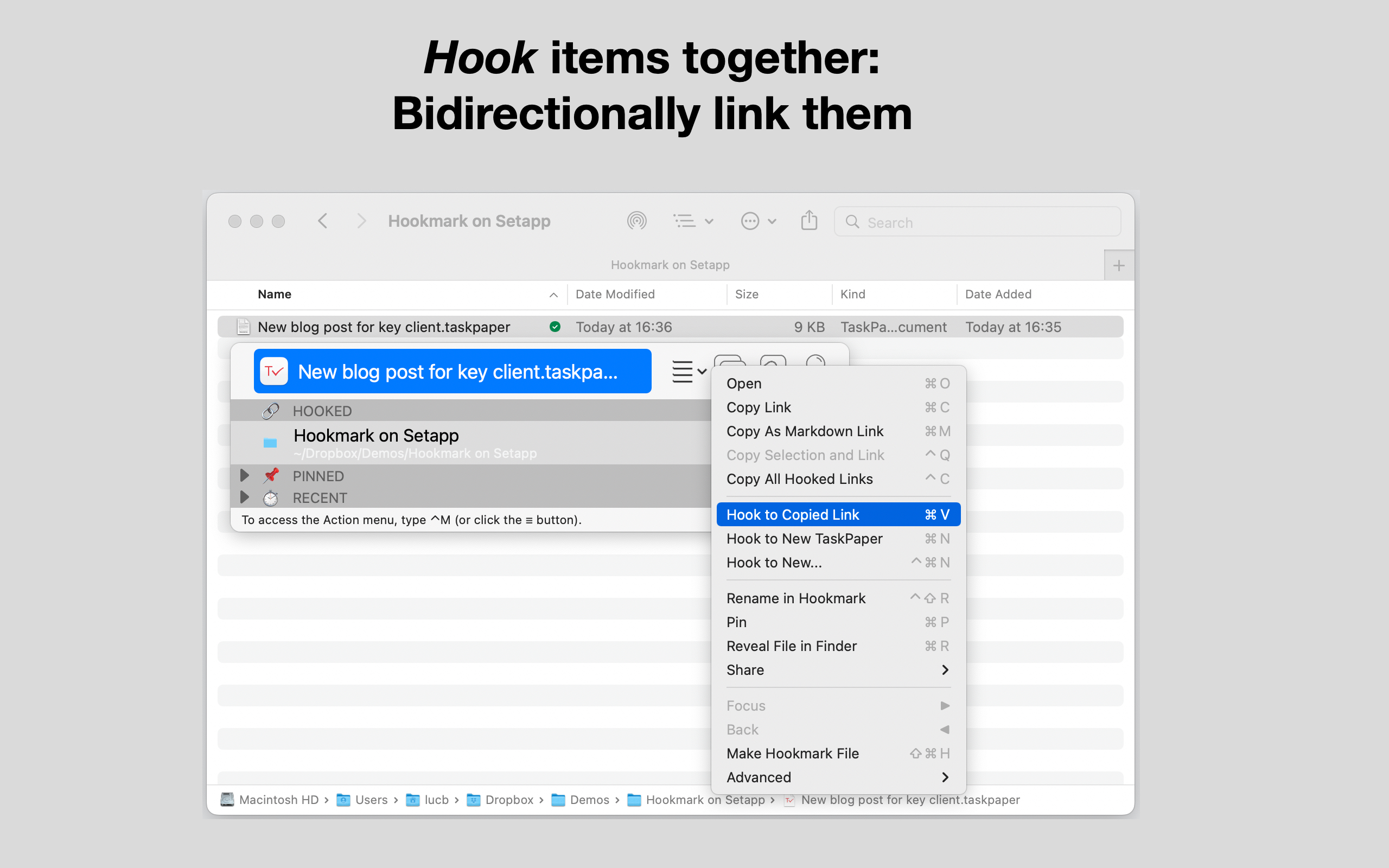Hookmark on Setapp | Link files, webpages, PDFs