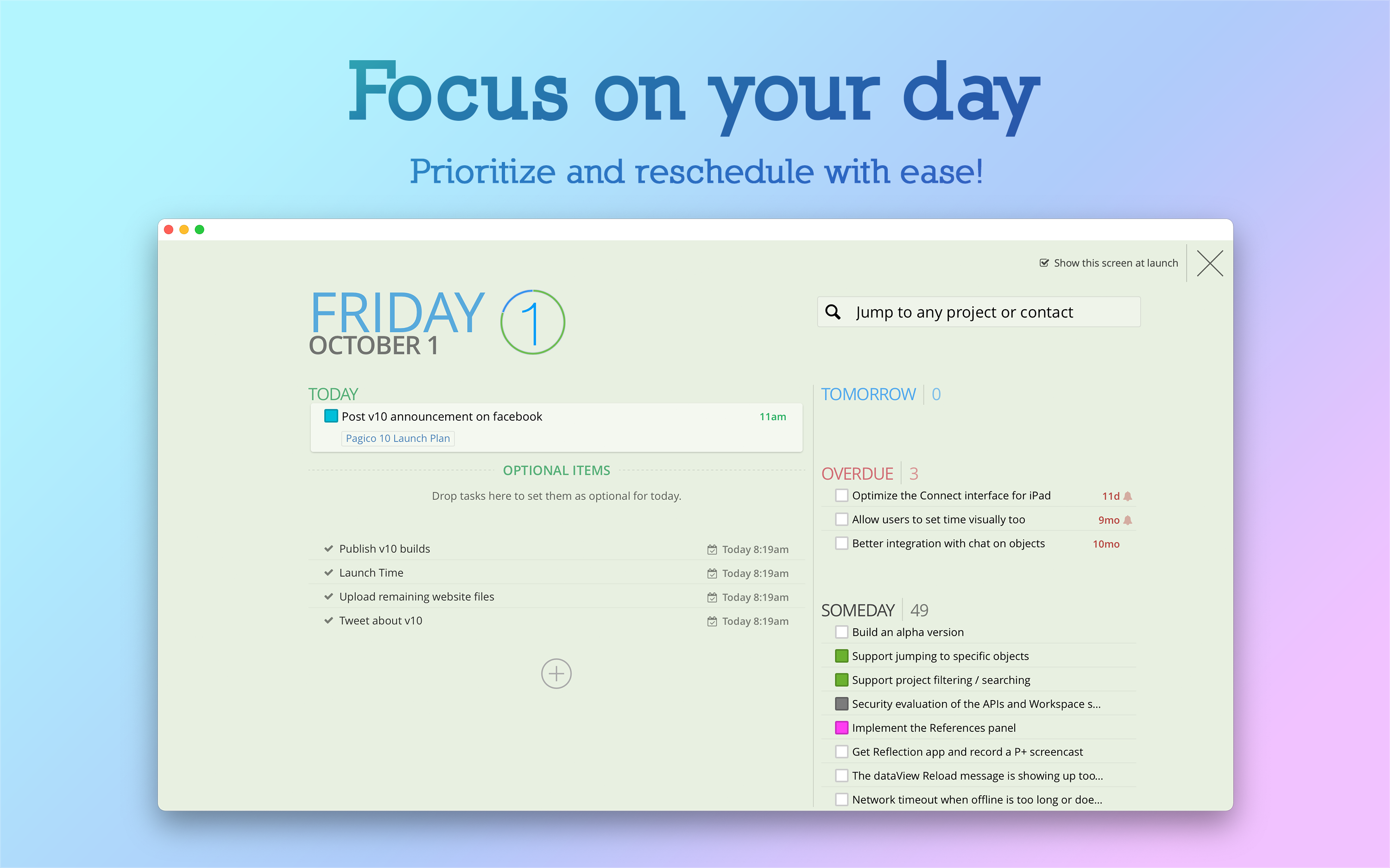 Pagico on Setapp | All-in-one task organizer for projects, files & contacts