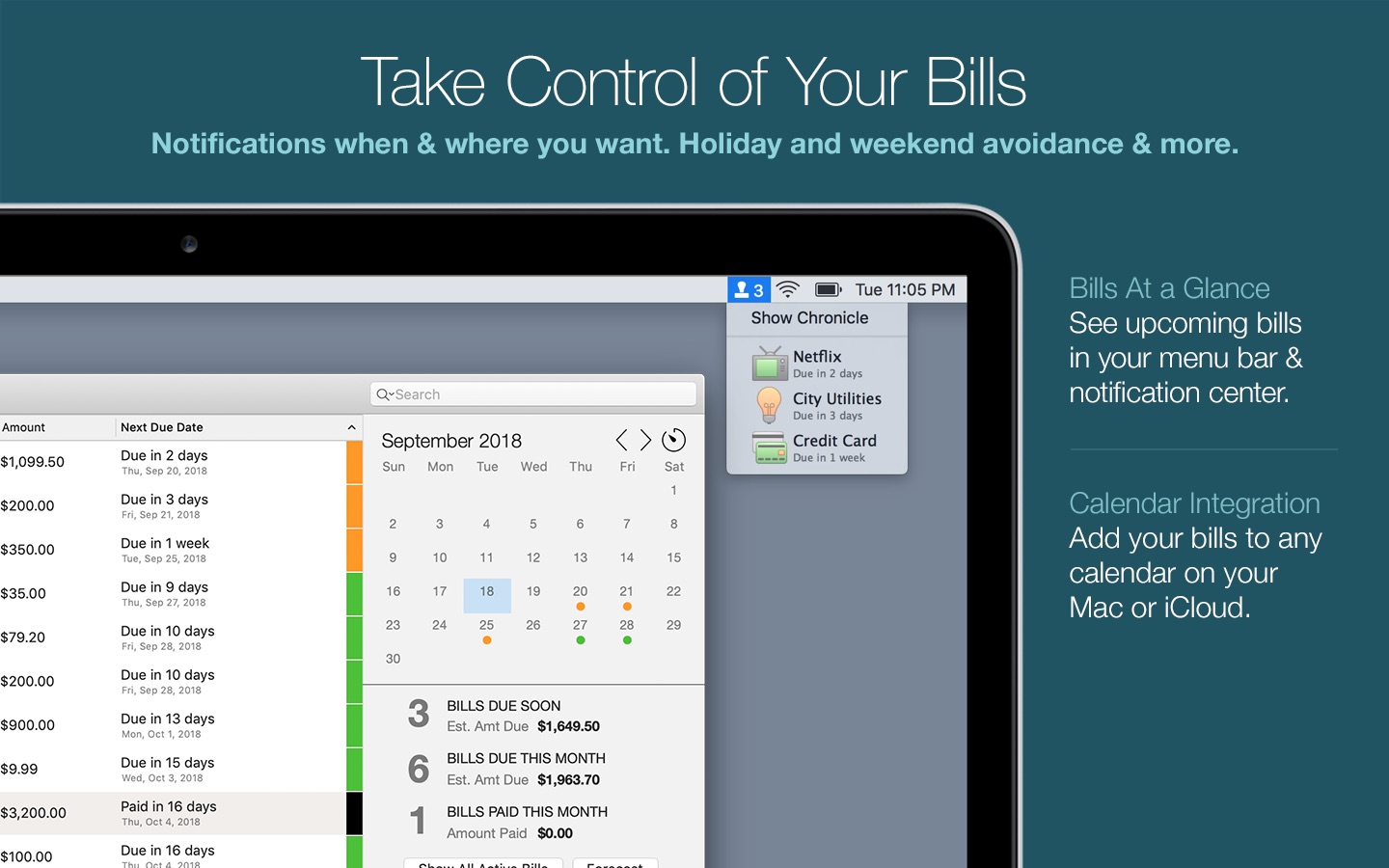 Chronicle on Setapp | Secure, lightweight, and slick bill organizer